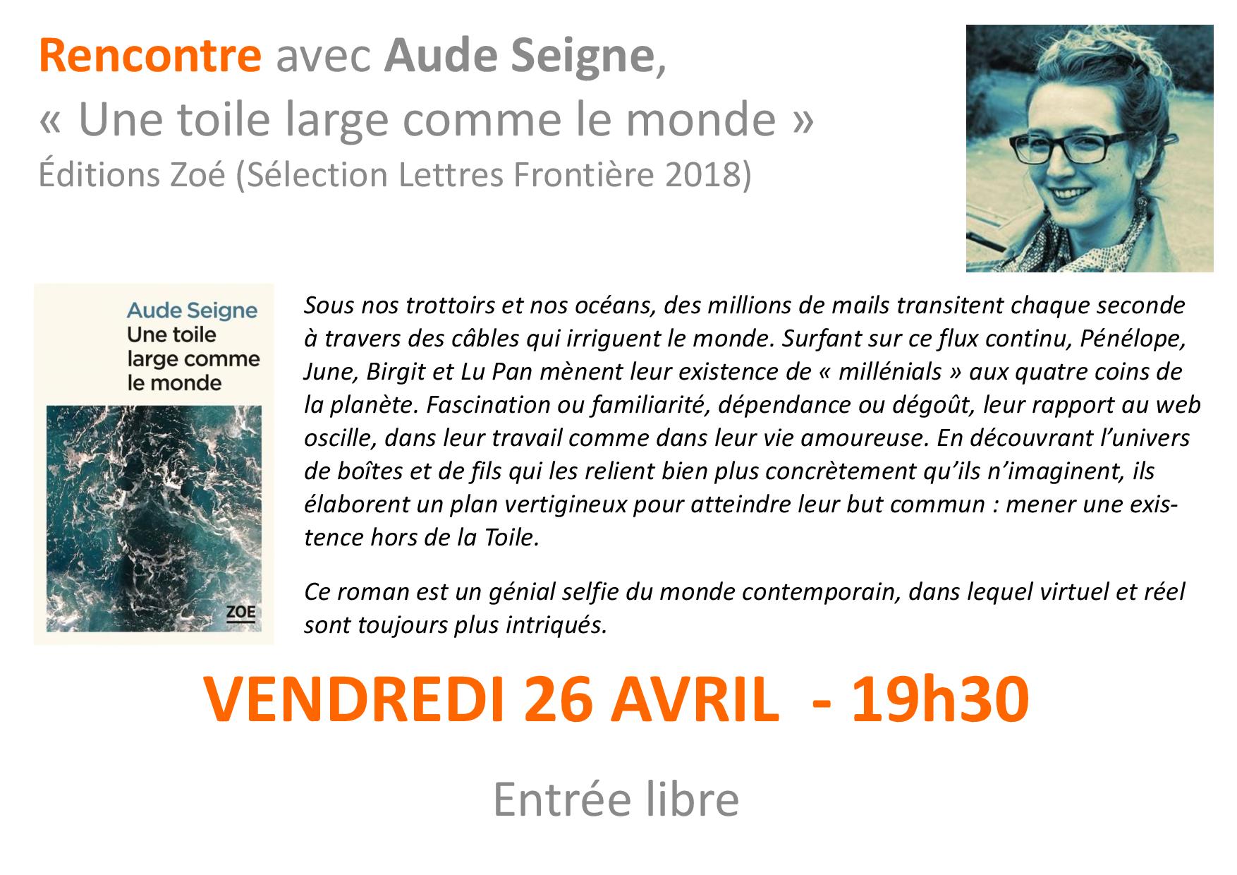 Retour sur le 26 avril 2019 : rencontre avec Aude Seigne à la librairie ...
